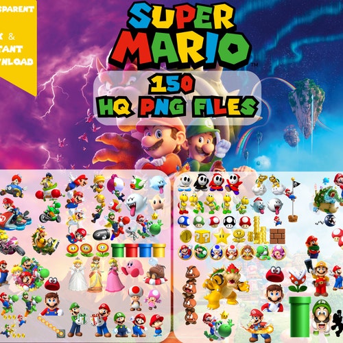 Super Mario Clipart Bundle Transparent Images Printable - Etsy