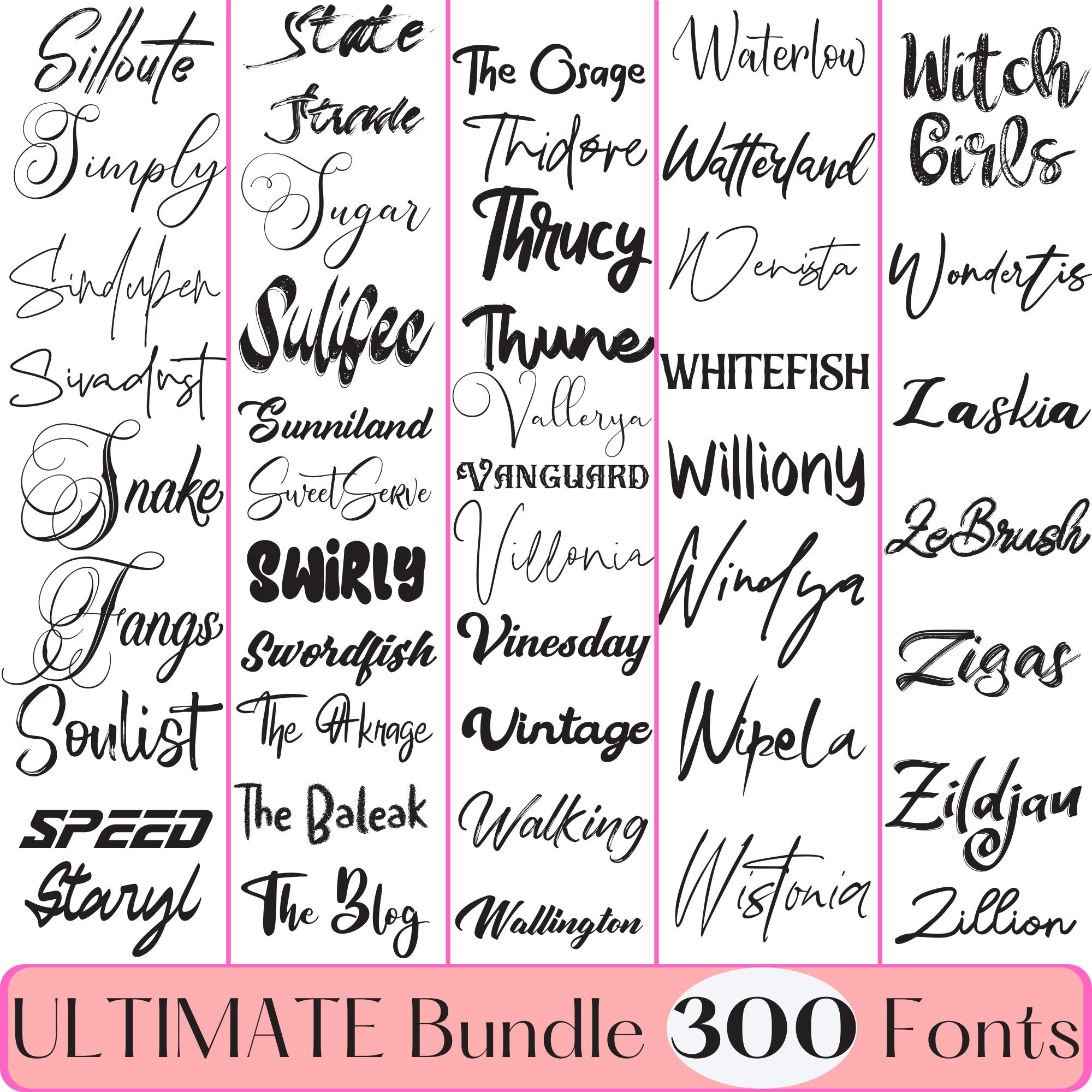 The Ultimate 330 Fonts - Font Bundle Ttf Heart Font, Cricut, Canva Font ...