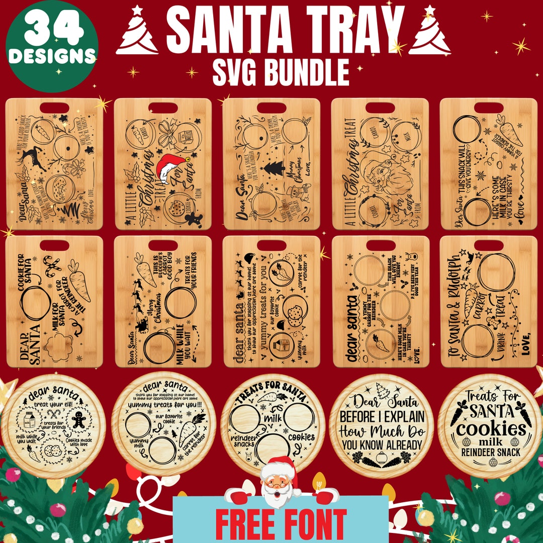 Dear Santa Tray SVG PNG 34 Bundle, Christmas SVG, Santa Tray Santa ...