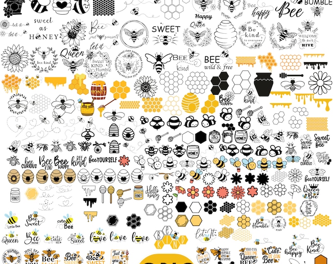 Bee SVG, Bee SVG Bundle, Honeybee SVG, Queen Bee Svg, Bee Hive Svg ...