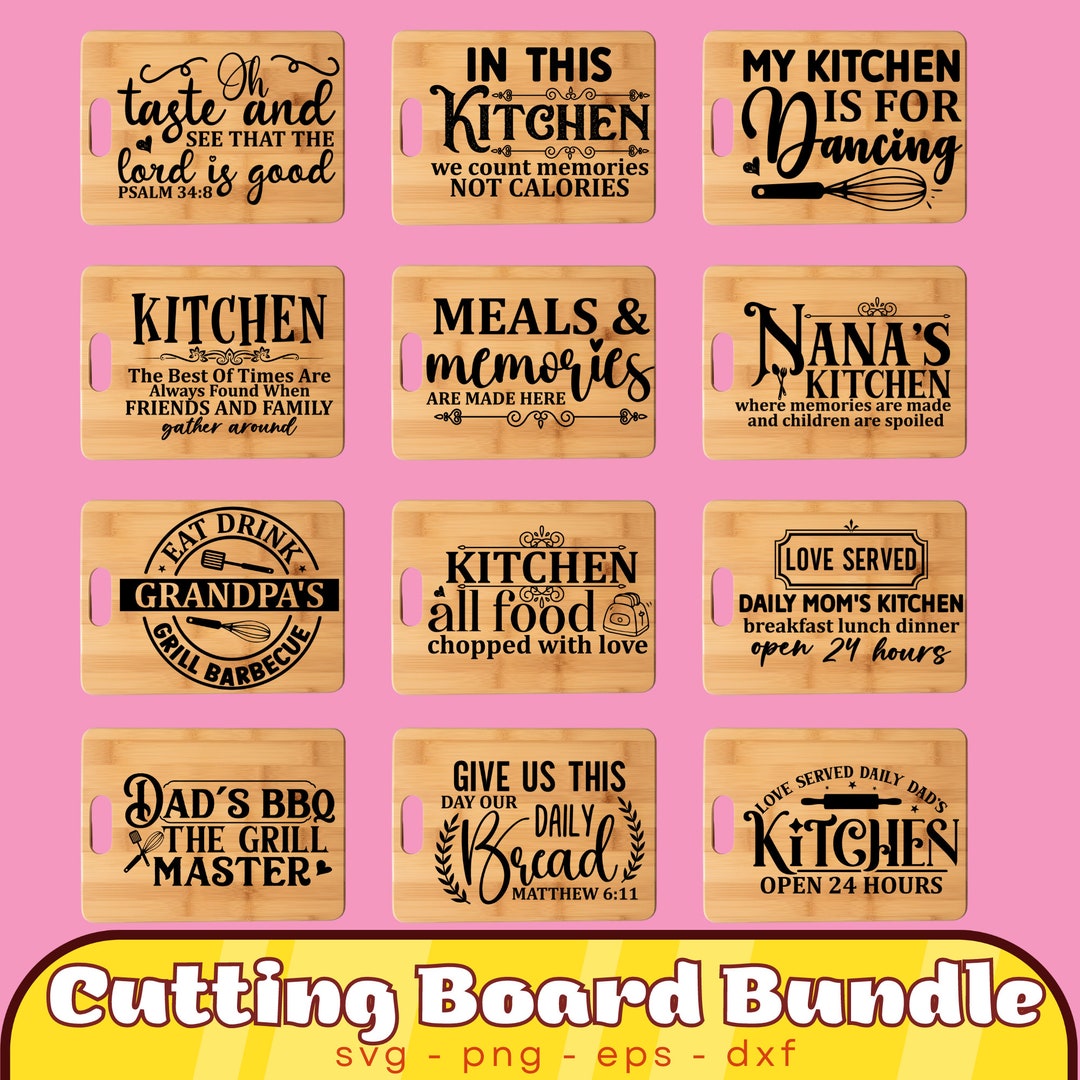 Kitchen Tray Svg Bundle 12 Designs, Cutting Board Svg, Plate Svg, Tray ...