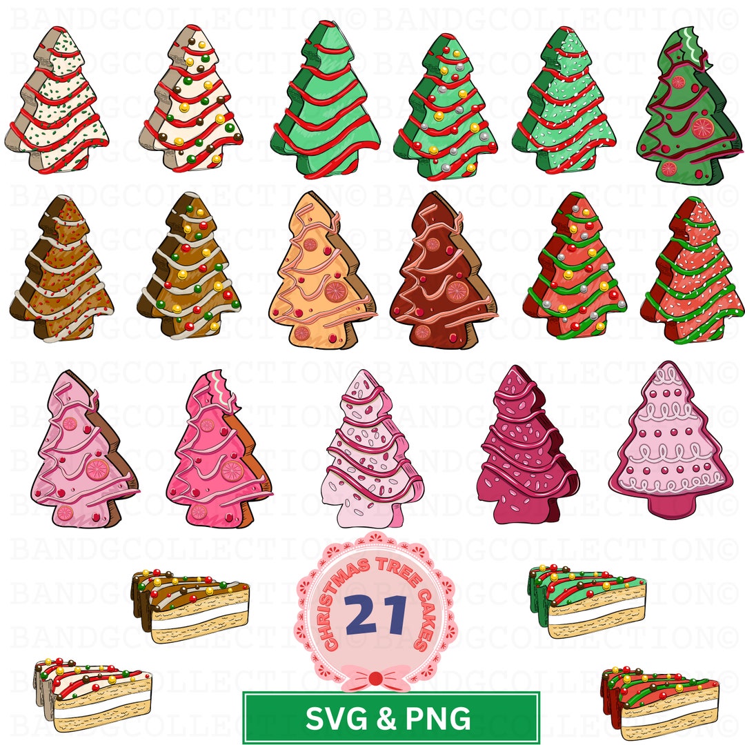 Christmas Tree Cakes Bundle Svg Christmas Tree Cakes Png Pink Christmas ...