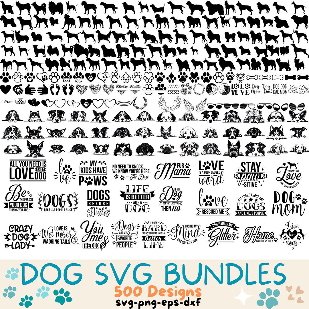 Dog Svg Bundles, 500 Dog Svg Designs, Dog Peeking, Dog Face Svg, Pet ...