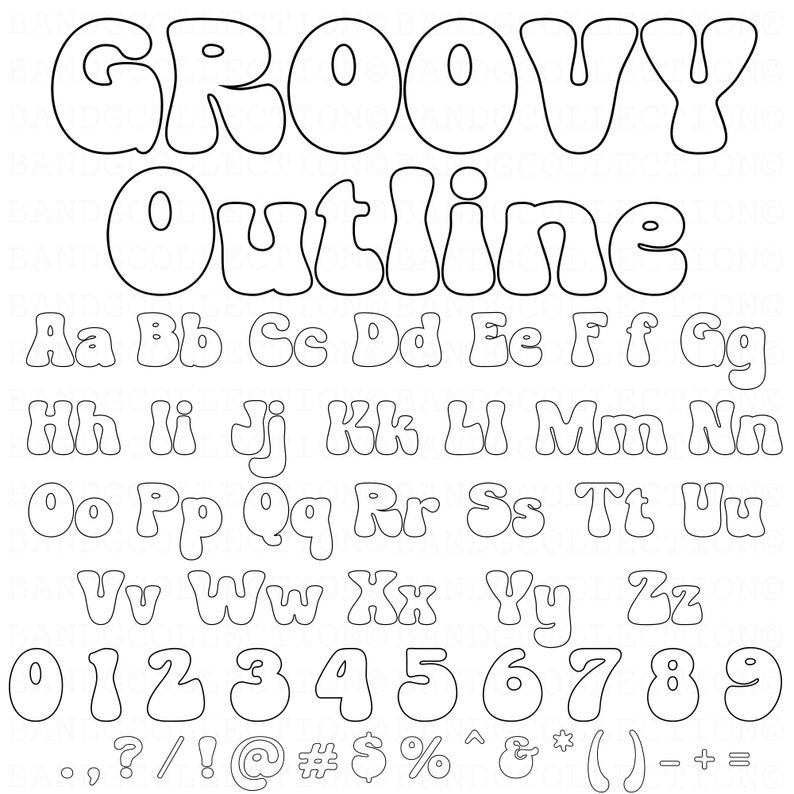 GROOVY FONT SVG, Retro groovy Alfabeto Svg, Vintage Fuente Svg, Groovy ...