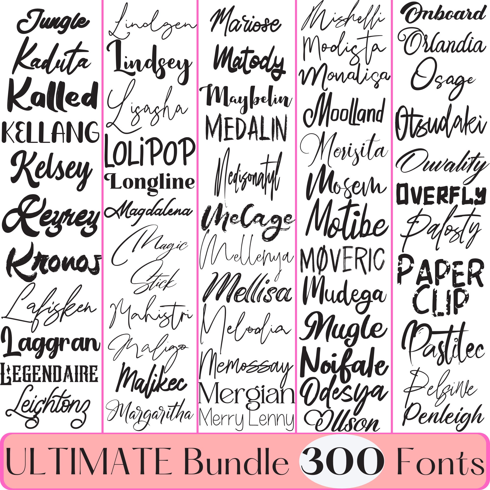 The Ultimate 330 Fonts - Font Bundle Ttf Heart Font, Cricut, Canva Font ...