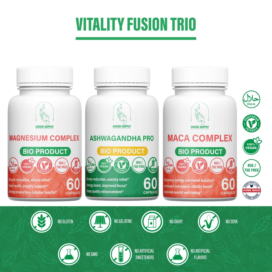 Vitality Fusion Trio: 1 Magnesium Complex + 1 Ashwagandha + 1 Maca ...