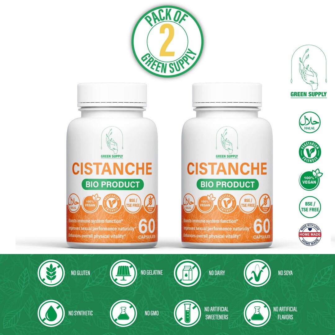 START PACK: 2 X Cistanche Capsules 500mg High Quality Vegetarian ...