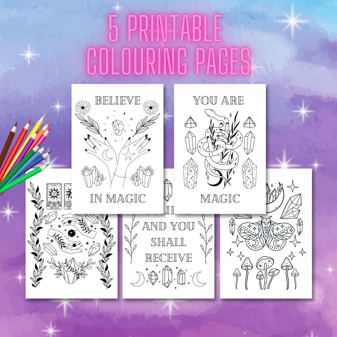 5 Magical Crystal Coloring Pages - Etsy