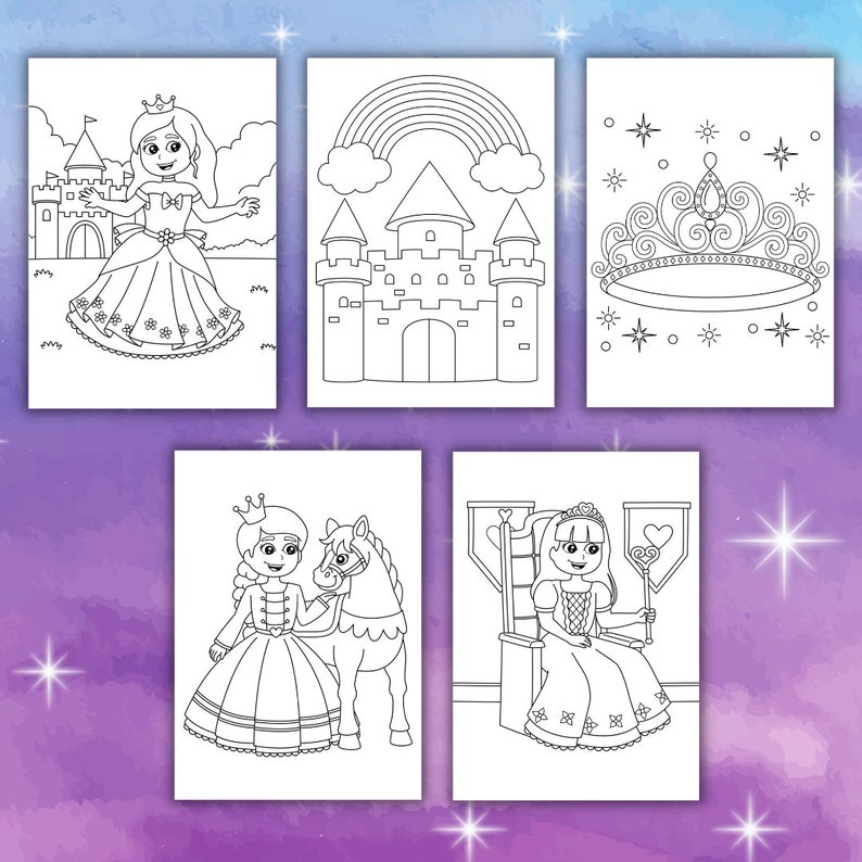 15 Printable Princess Unicorn Coloring Pages - Etsy