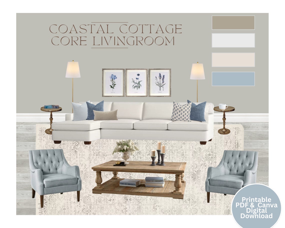 Interior Design Living Room Mood Board, Cottage Core Living Room ...