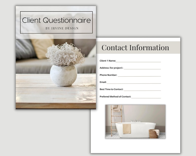 Interior Design Client Questionnaire Interior Design Template Digital ...