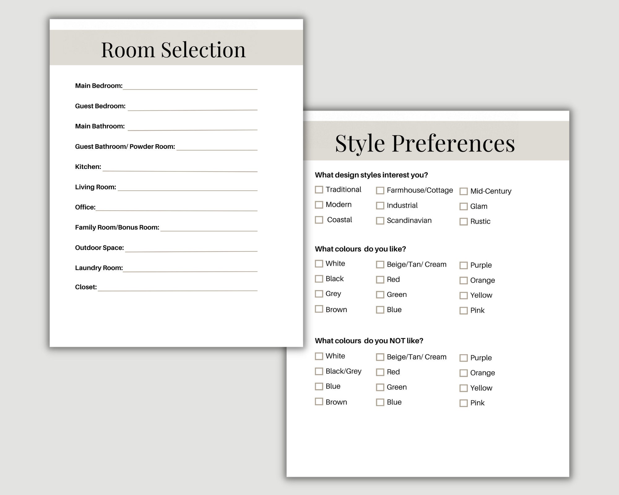 Interior Design Client Questionnaire Interior Design Template Digital ...