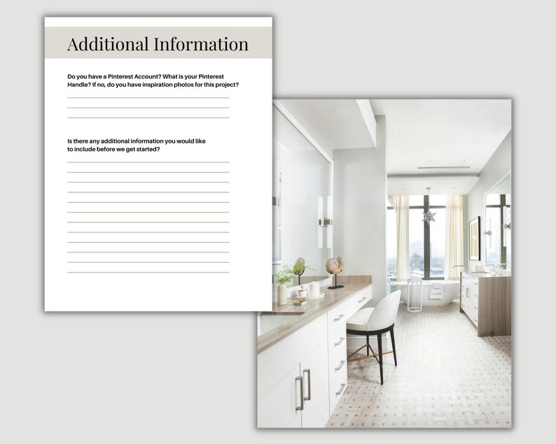 Interior Design Client Questionnaire Template for Canva (digital ...
