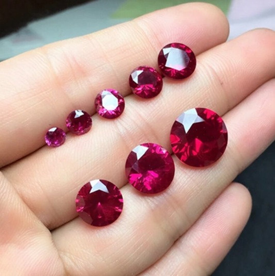 AAA+ Quality Large Red Ruby Round Cut Raw Ruby, Natural Ruby Stone ...