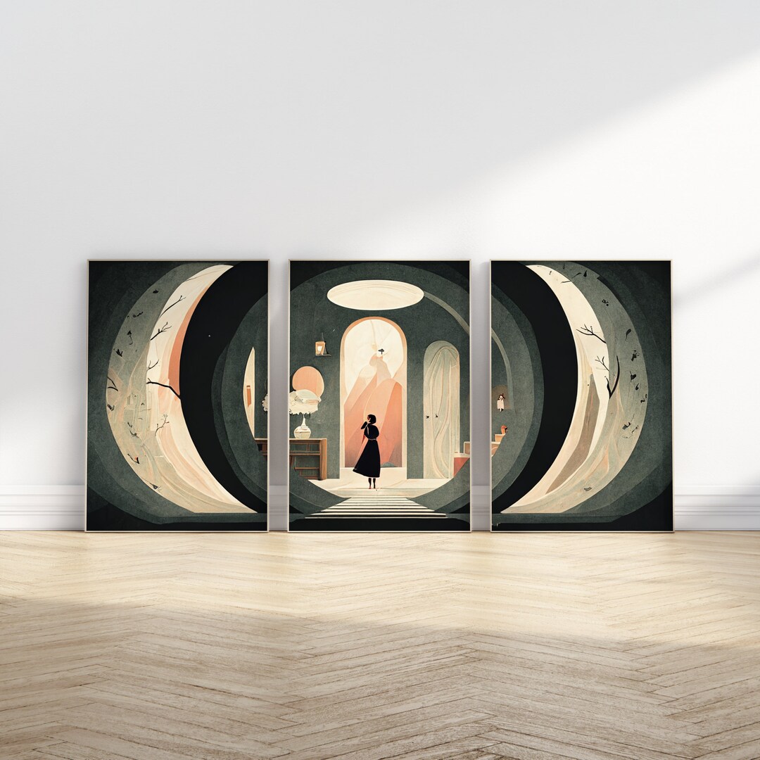Surrealist Doorway Tryptic | Tryptic Landscape Wall Art | Printable ...