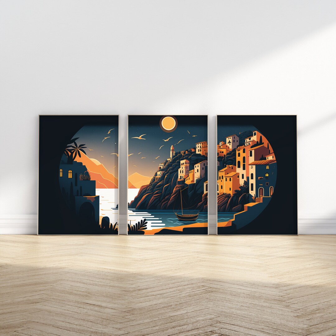 Cinque Terre Tryptic Print Tryptic Landscape Wall Art Printable Wall ...