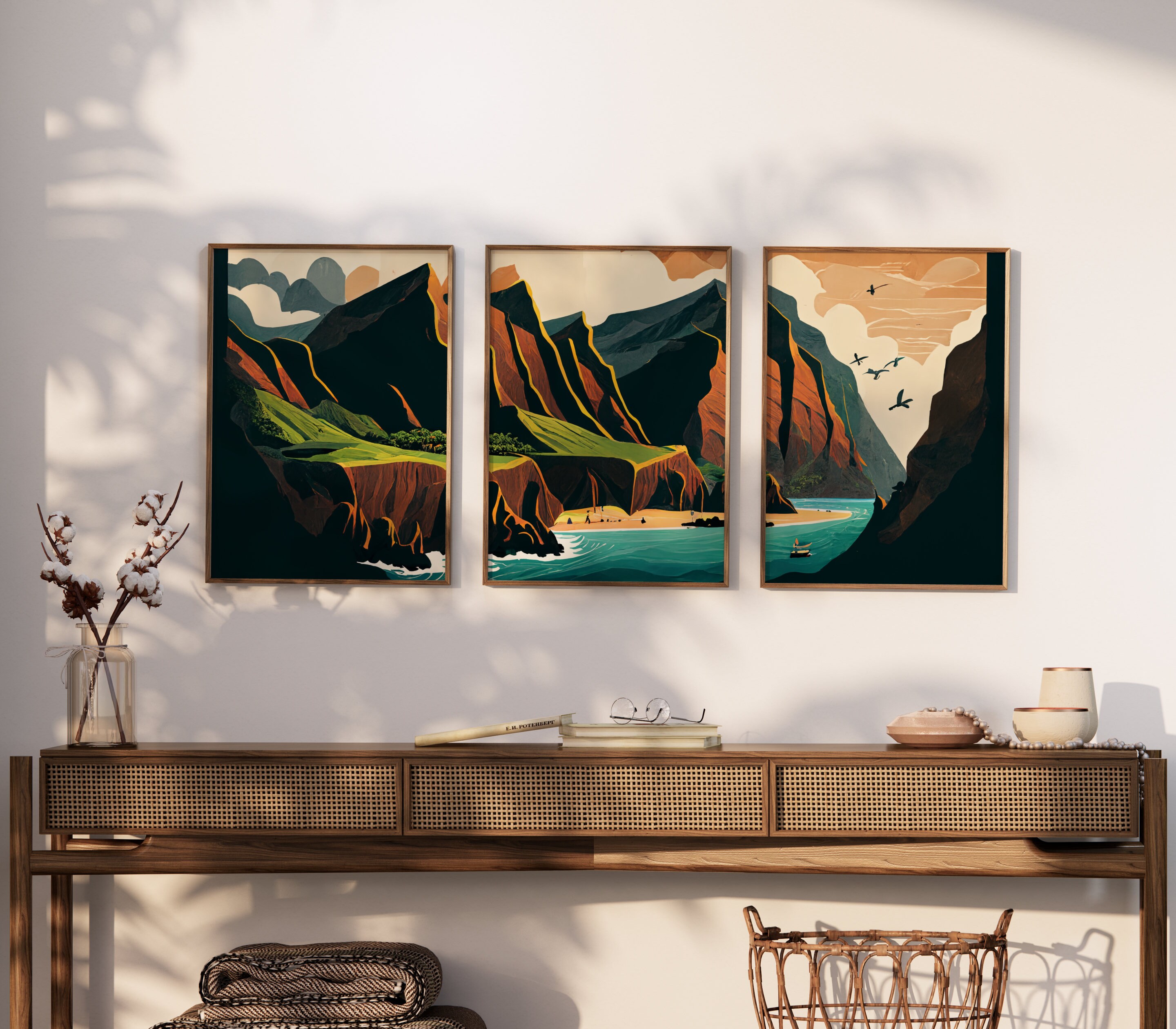 Napali Coast Tryptic Print | Tryptic Landscape Wall Art | Printable ...