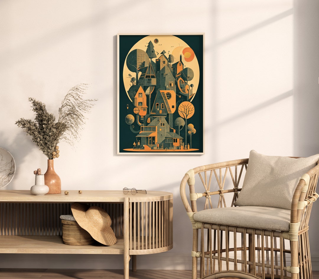 Solarpunk Neighborhood Solarpunk Art Print Printable Wall Art Abstract ...