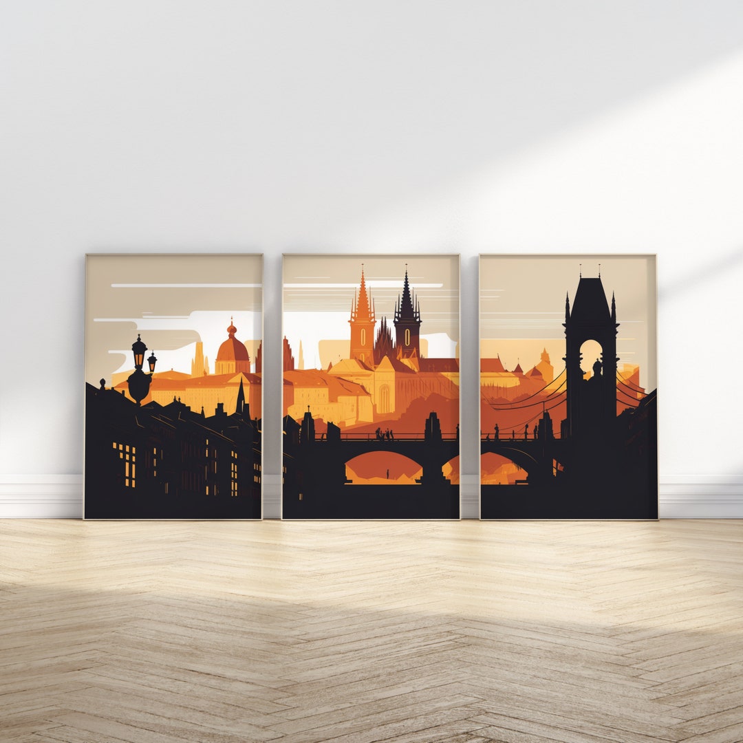 Prague Tryptic Print | Tryptic Landscape Wall Art | Printable Wall Art ...