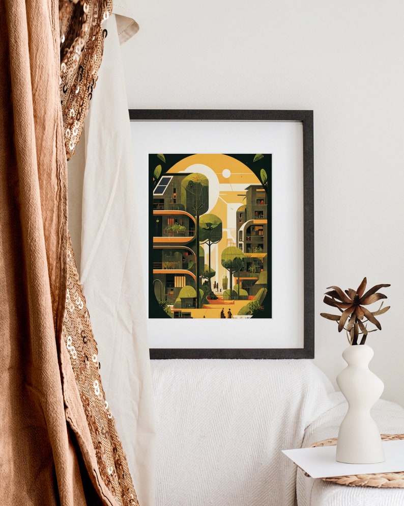 Solarpunk Neighborhood Solarpunk Art Print Printable Wall - Etsy
