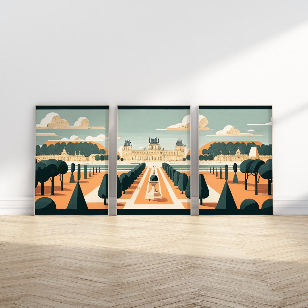 Tuileries Tryptic | Tryptic Landscape Wall Art | Printable Wall Art ...