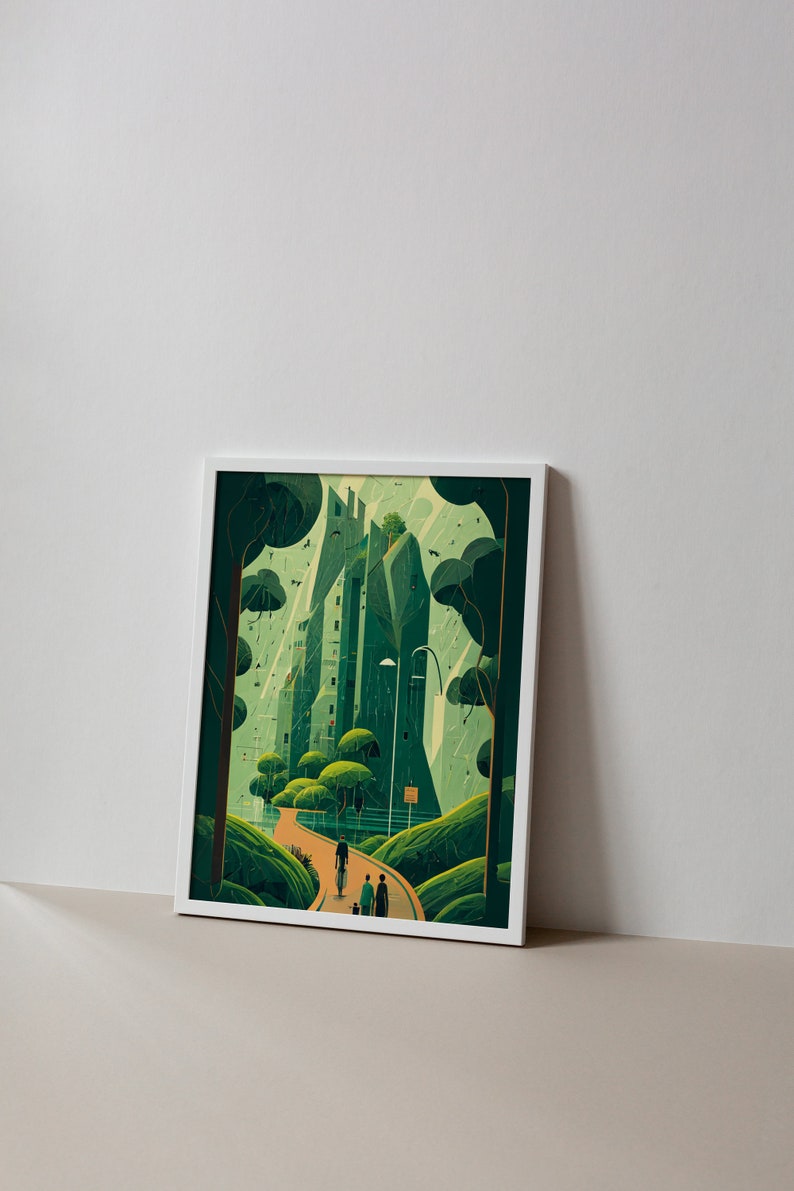 Solarpunk Rainy Street Solarpunk Art Print Printable Wall - Etsy