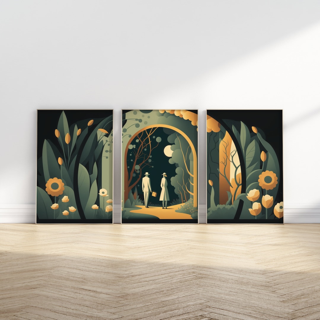 Surrealist Garden Tryptic Tryptic Landscape Wall Art Printable Wall Art ...