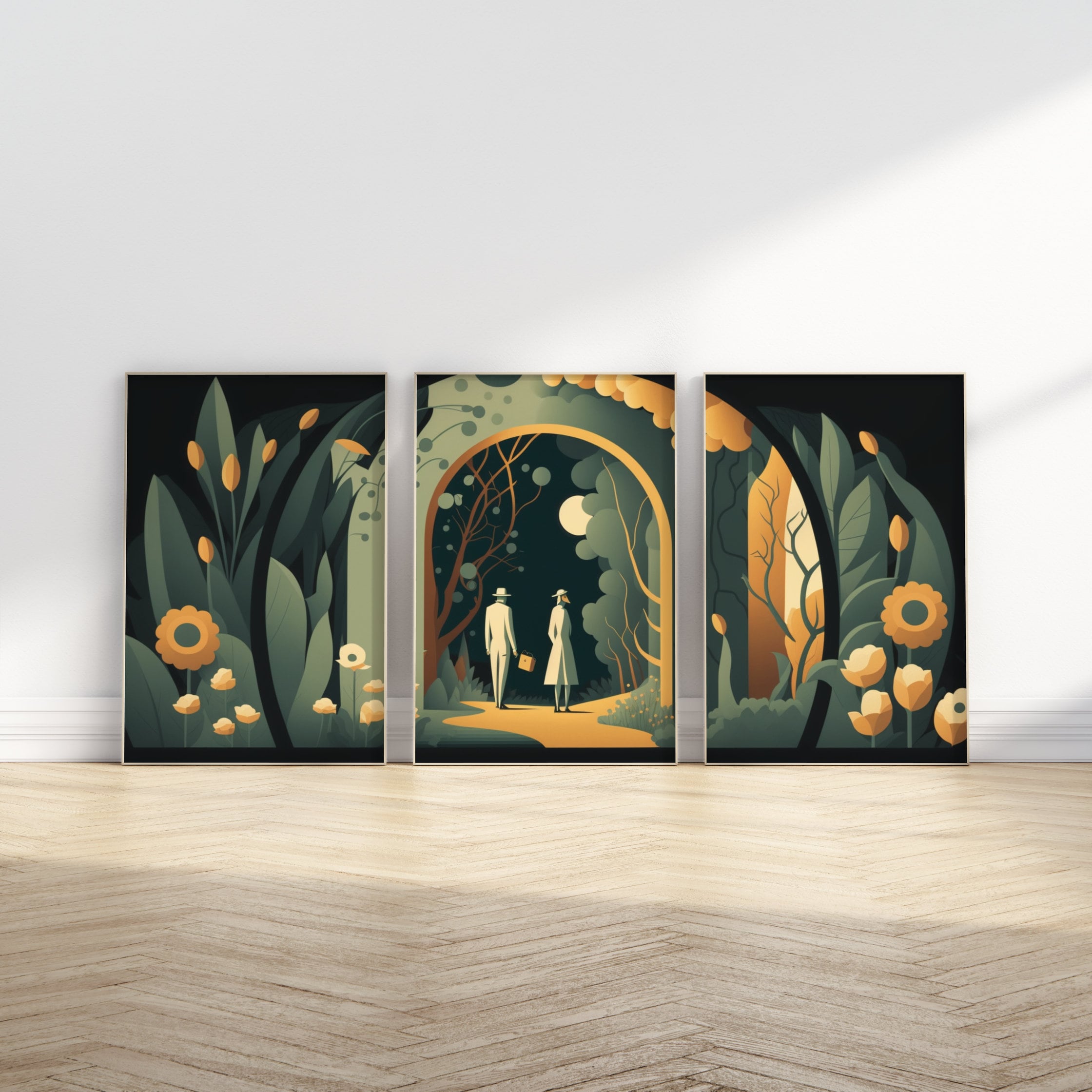Surrealist Garden Tryptic Tryptic Landscape Wall Art - Etsy