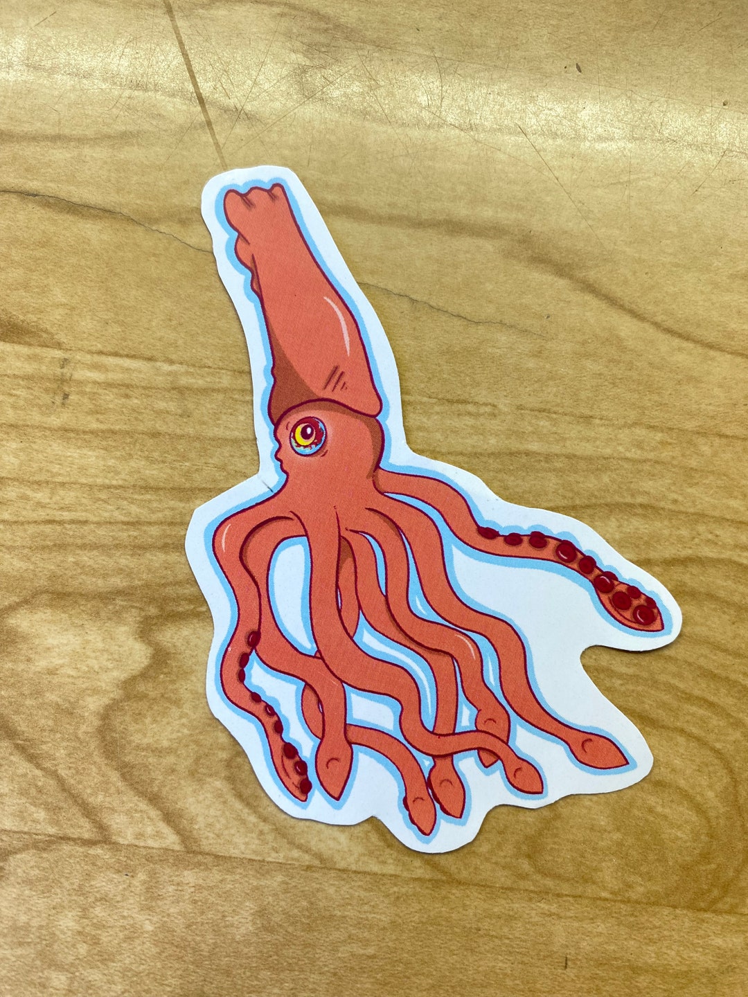 Squid Sticker, Sealife Sticker, Cute Animal Stickers, Vinyl Animal ...