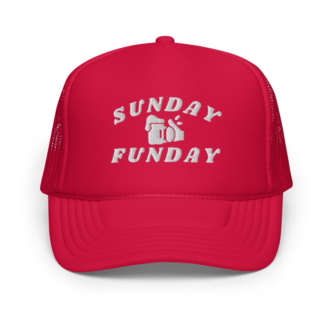 Sunday Funday | Sunday Hat | Drinking Cap | Embroidered Graphic | Foam ...