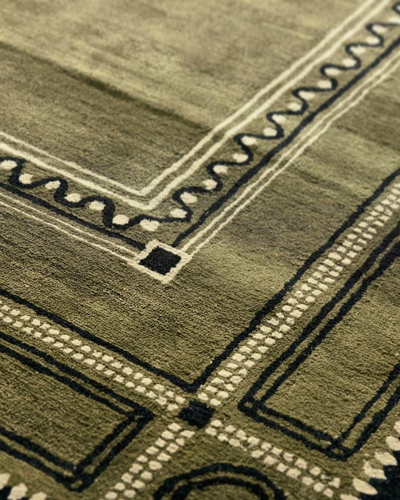 Olive Green Hand-tufted Geometric Rug – Custom Size Modern Carpet for ...