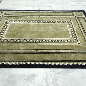 Olive Green Geometric Hand-tufted Viscose Rug – Boho Living Room Carpet ...