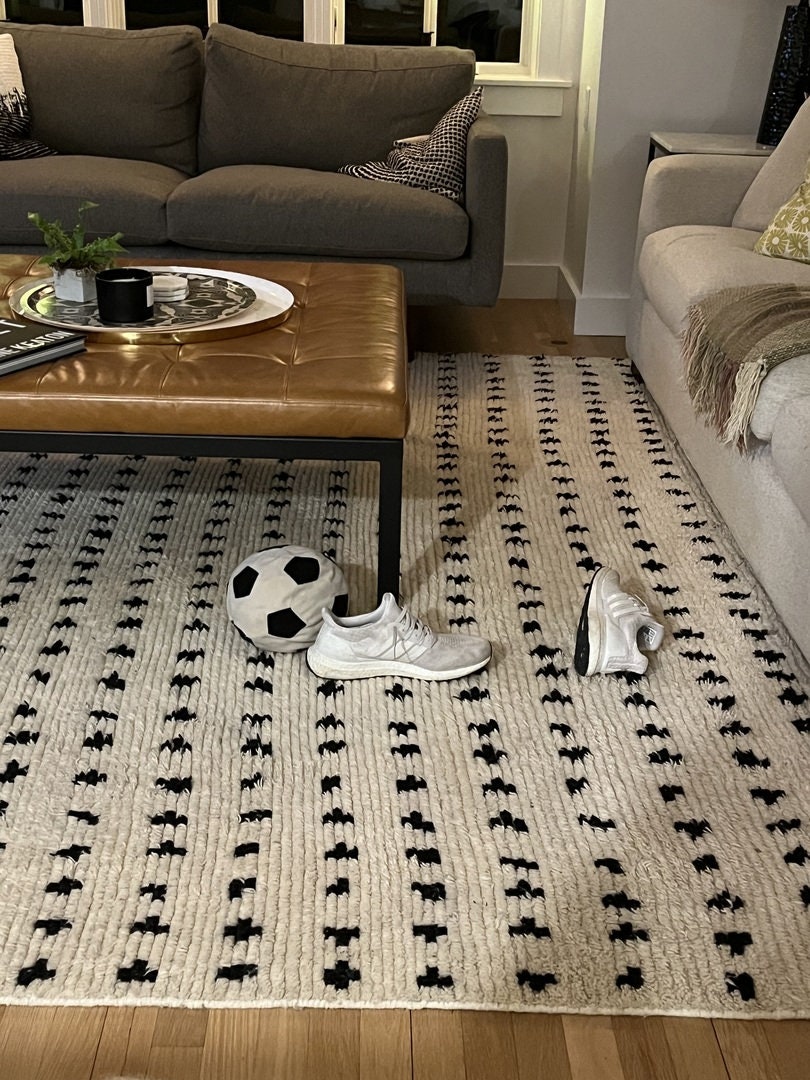 Moroccan Irregular Dot Rug Best Ivory Washable Rug Black Dots Rug ...