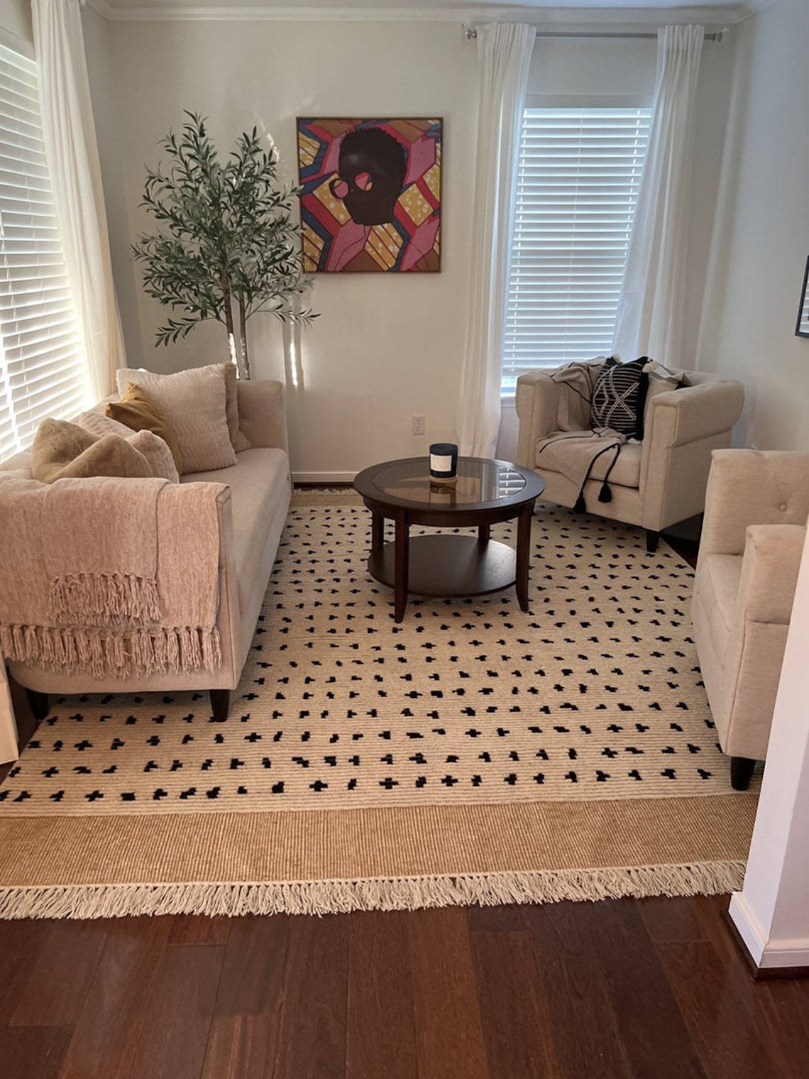 Moroccan Irregular Dot Rug Best Ivory Washable Rug Black Dots Rug ...