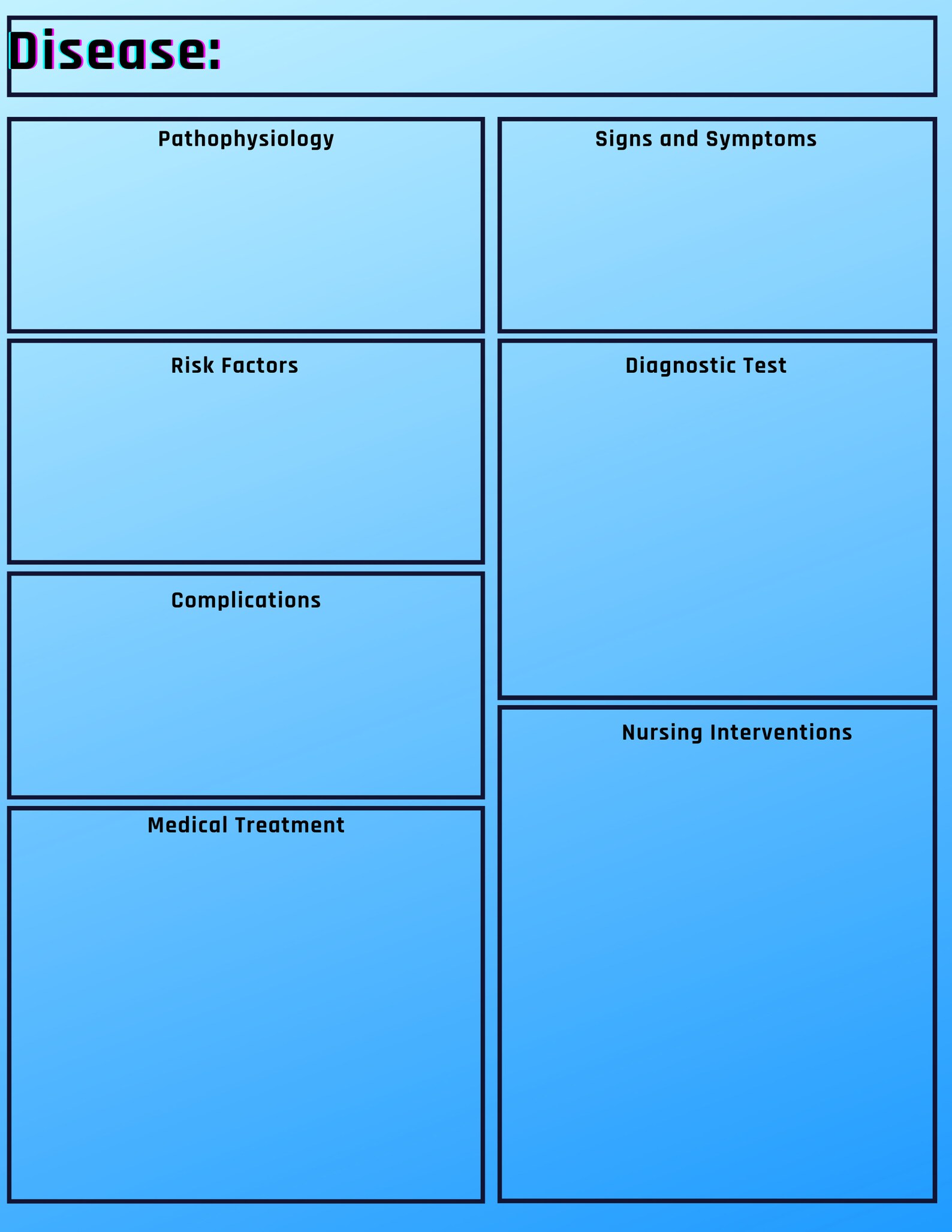 PRINTABLE PATHOPHYSIOLOGY TEMPLATE for Nursing Students - Etsy