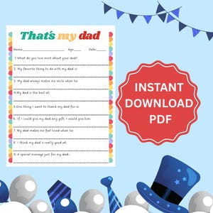 Father's Day Questionnaire | Printable Father's Day Activity for Kids ...