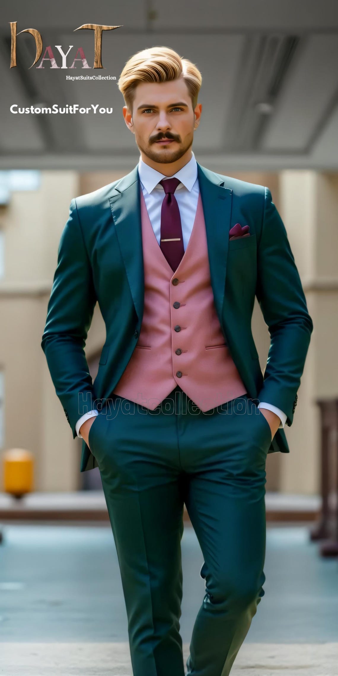 Peacock Blue 3-piece Suit: Custom Tailored Suits, Prom Bespoke Suits ...