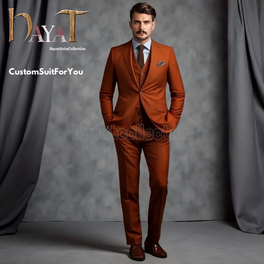 Men's Rustic 3-piece Suit: Wedding, Prom Bespoke Suit Groom Attire ...