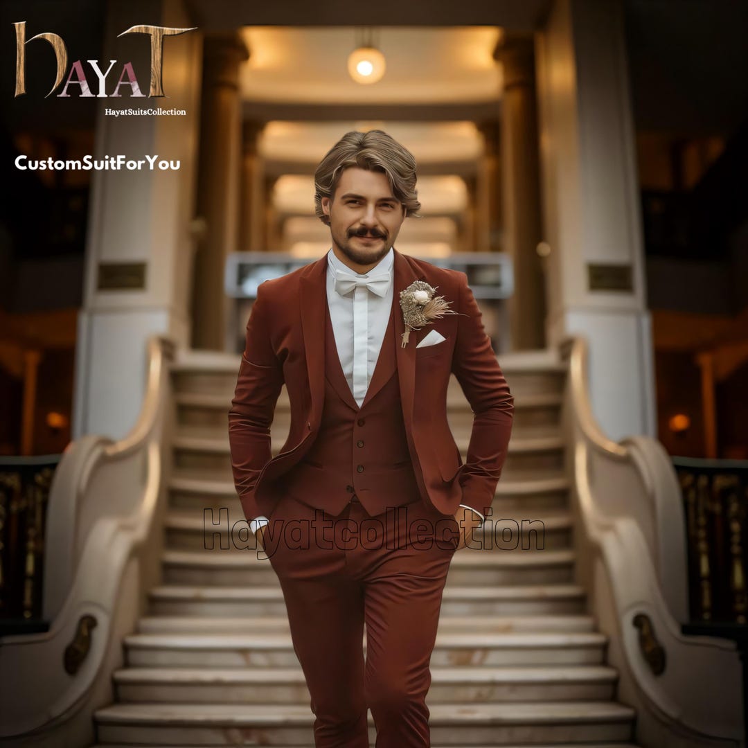 Men's Rust Brown 3-piece Suit: Custom Tailored Suits & Official Suits ...