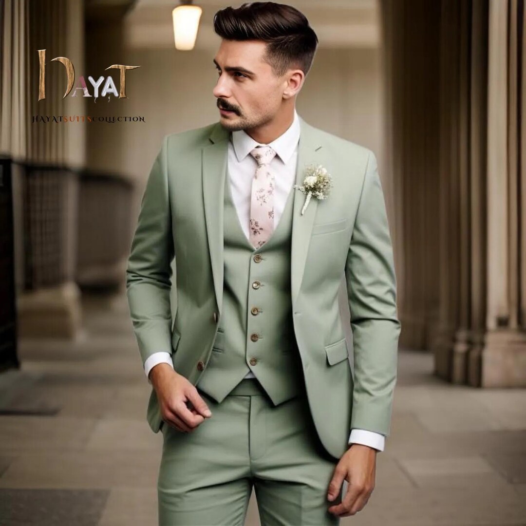 Premium Sage Green 3 Piece Suits,groomsmen Suits, Men’s Prom Suits ...