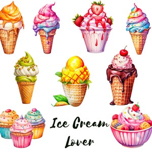 Ice Cream Clipart, Summer Clipart, Tasty Desserts, Sweet Treats, PNG ...