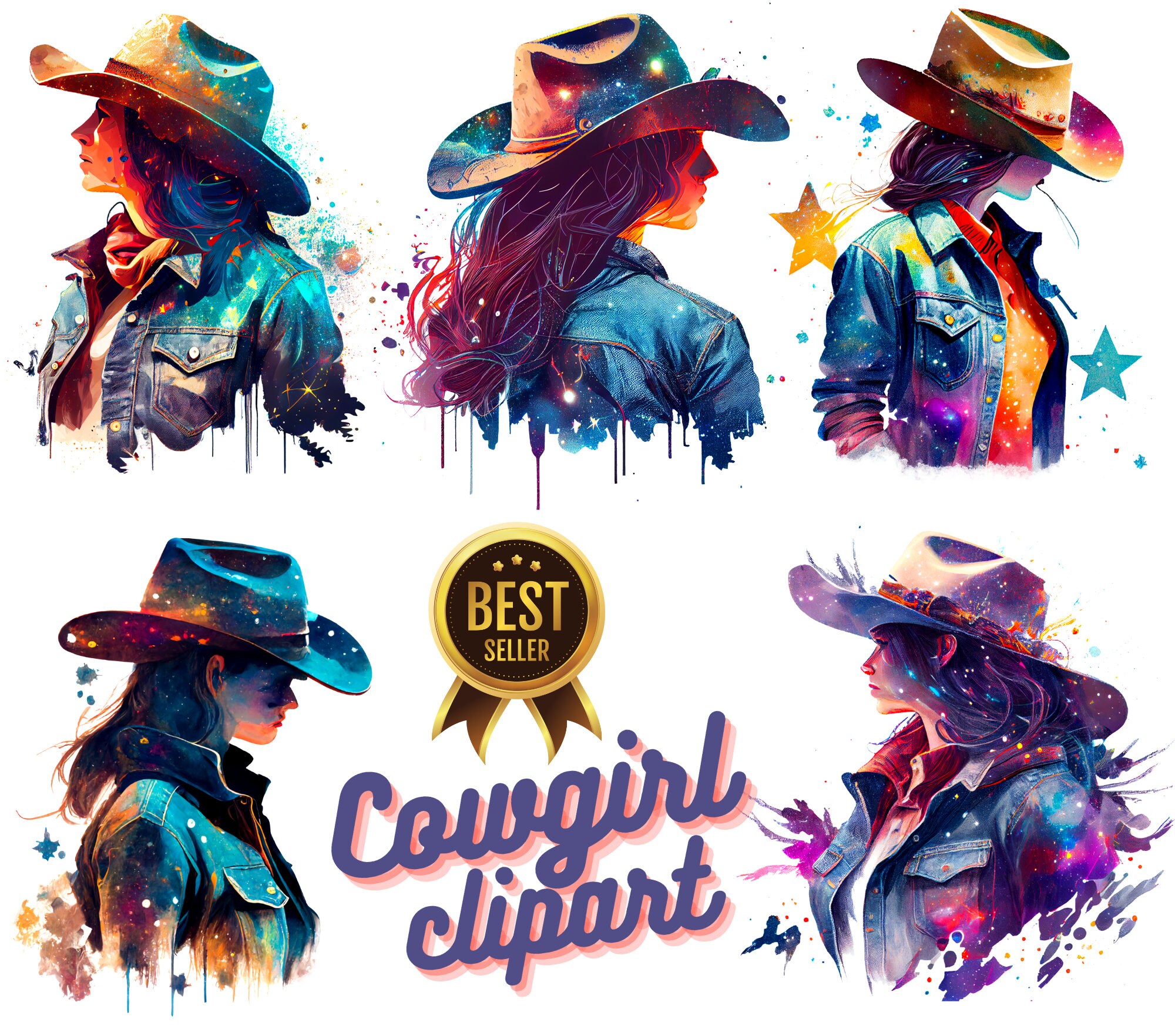 Cowgirl Clipart, Cowgirl Bundle, Western Clipart - Printable Digital ...