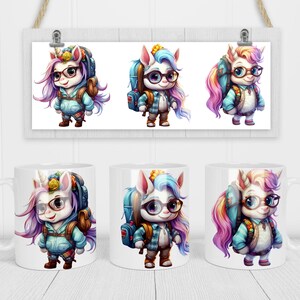 Back to School Unicorn Clipart, Cute School Unicorns PNG Bundle ...