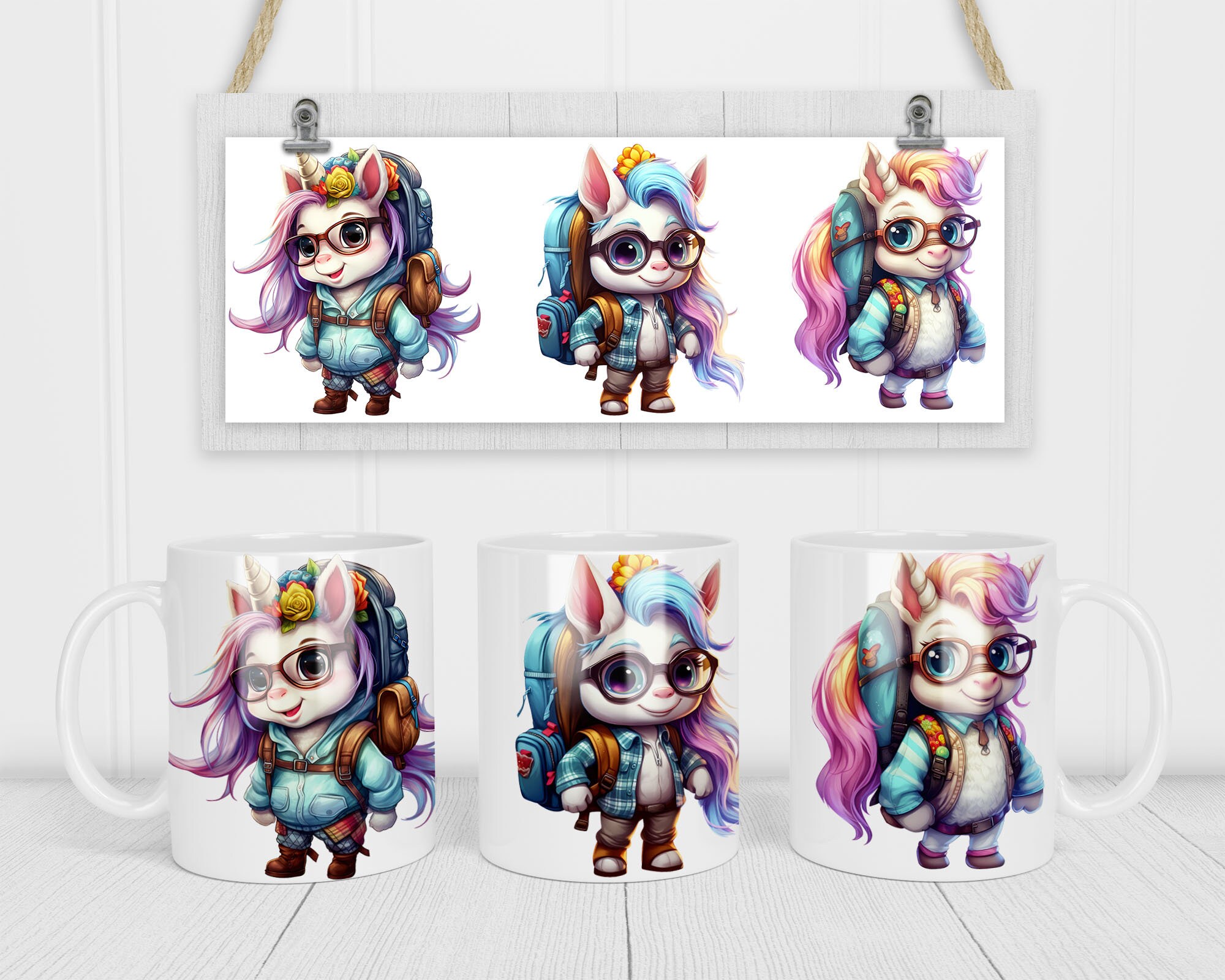 Back to School Unicorn Clipart, Cute School Unicorns PNG Bundle ...