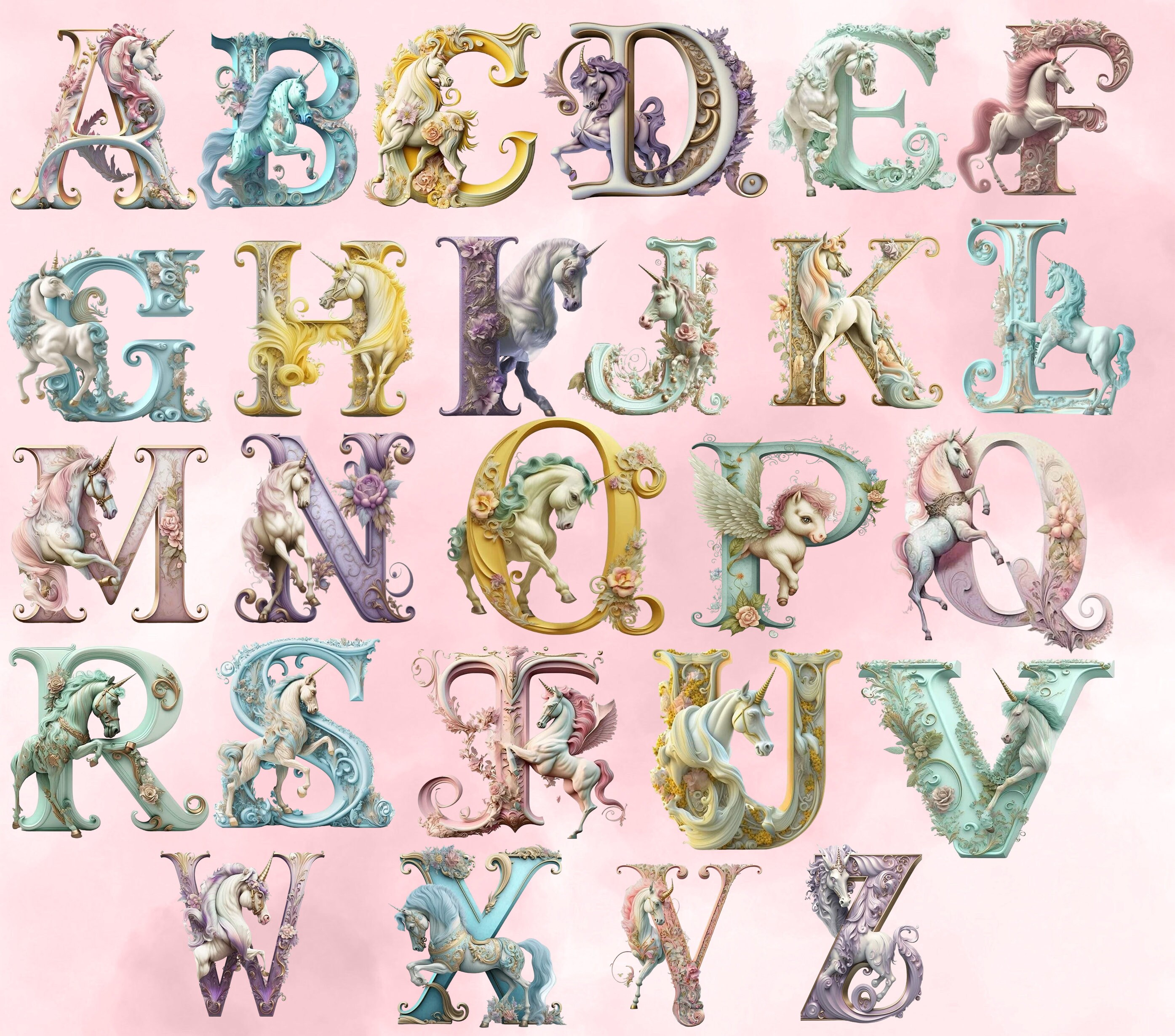 Letters Clipart PNG Bundle, 26 Horse Letter Clipart, Horse Clipart ...