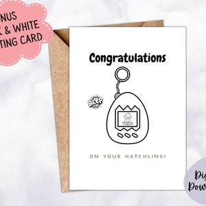 Printable Congratulations New Baby Greeting Card Tamagotchi Baby New ...