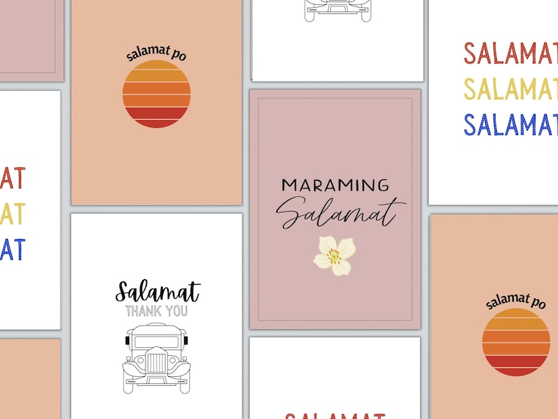 4 Printable Filipino Salamat Thank You Cards Bundle | Instant Download ...