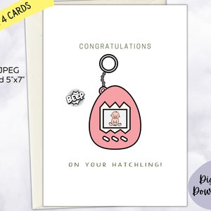 Printable Congratulations New Baby Greeting Card Tamagotchi Baby New ...