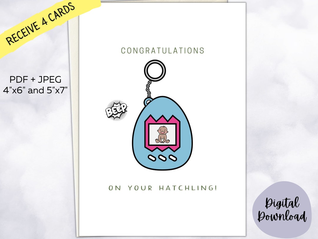 Printable Congratulations New Baby Greeting Card Tamagotchi Baby New ...