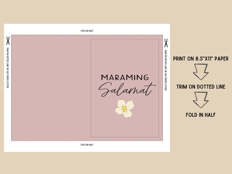 4 Printable Filipino Salamat Thank You Cards Bundle | Instant Download ...